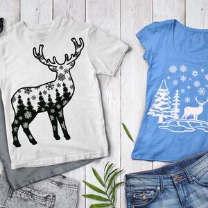Deer SVG, Christmas Scene With Deer Bundle SVG, Winter Scene With Deer ...