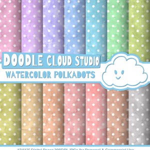 Watercolor Polkadot Digital Paper, Polkadot Patterns, Pastel ...