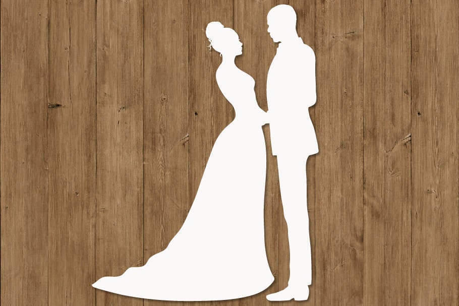 Bride and Groom SVG Black Couple SVG Files for Silhouette | Etsy