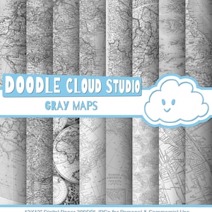 Gray Maps Digital Paper, Vintage Old World Map, City, Nautical ...