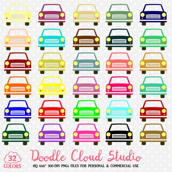 32 Colorful Cars Clipart Cute Rainbow vehicle Illustration Travel Clip ...