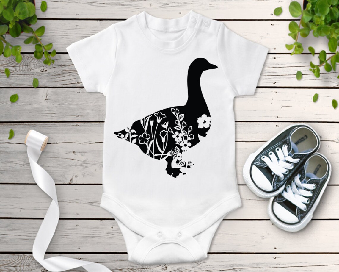 Goose SVG Floral Goose SVG Files for Silhouette Cameo and - Etsy