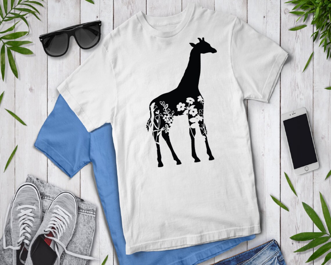 Giraffe SVG Floral Giraffe SVG Files for Silhouette Cameo and | Etsy