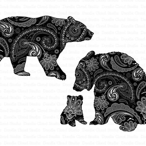 Mama and Baby Bear Mandala, Mandala Bear SVG Files for Silhouette Cameo ...