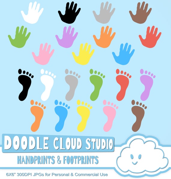 Colorful FootPrints & Handprints Cliparts, Hands Foot prints ...