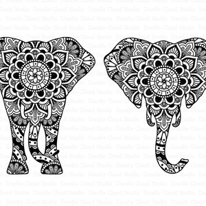 Elephant SVG, Elephant Head Mandala SVG Files for Silhouette Cameo and ...