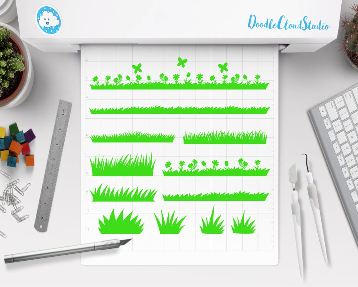 Grass SVG Grass and Flowers SVG Files for Silhouette Cameo | Etsy Canada