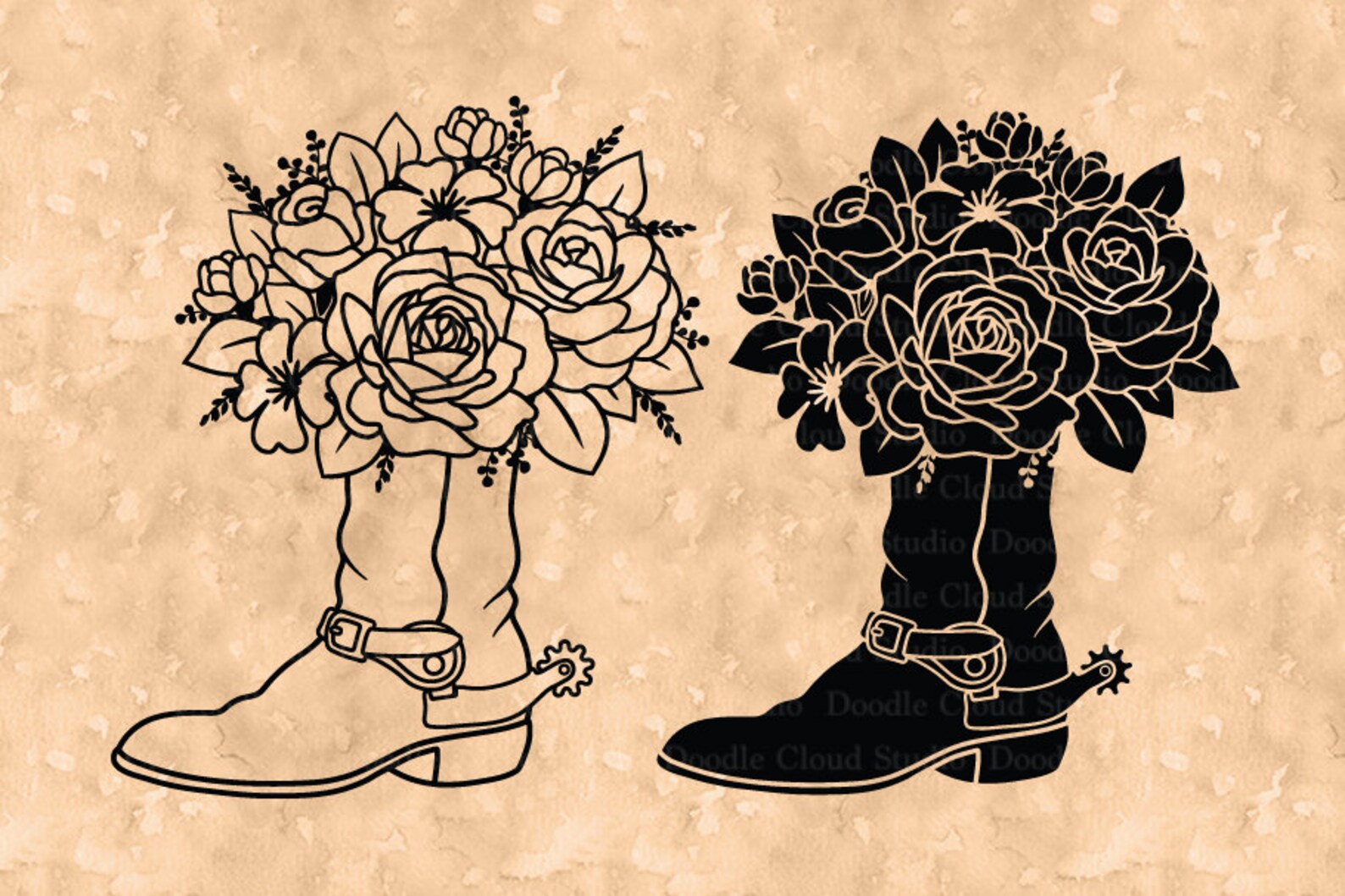 Cowboy Boots With Flowers SVG Cowboy Boots SVG Cowgirl Boots | Etsy