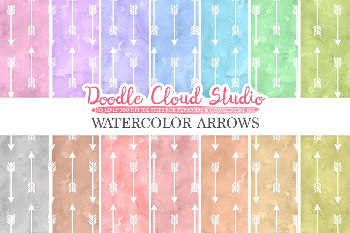 Watercolor Arrows Digital Paper Tribal Arrow Patterns Pastel - Etsy