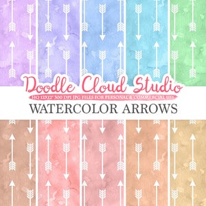 Watercolor Arrows Digital Paper Tribal Arrow Patterns Pastel - Etsy