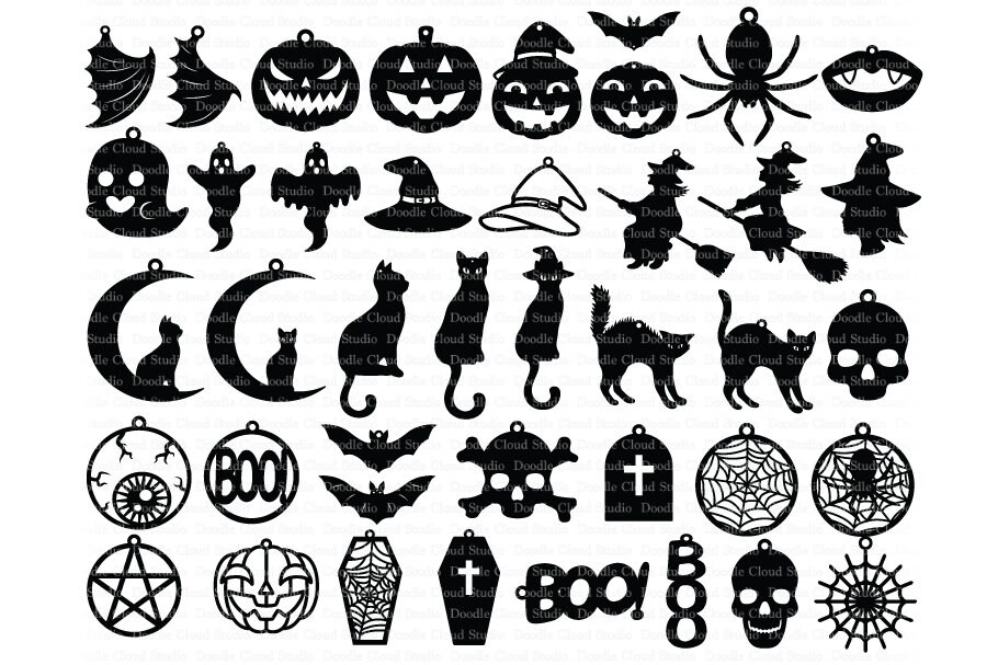 42 Halloween Earrings SVG Halloween Earrings Template Bundle - Etsy