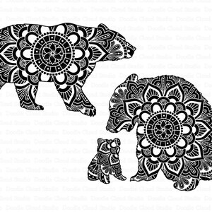 Mama and Baby Bear Mandala, Mandala Bear SVG Files for Silhouette Cameo ...