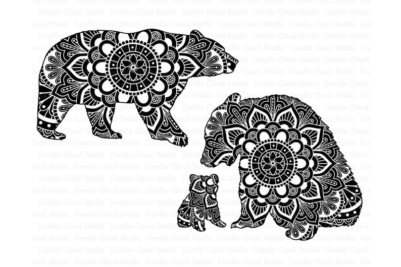 Mama and Baby Bear Mandala Mandala Bear SVG Files for - Etsy