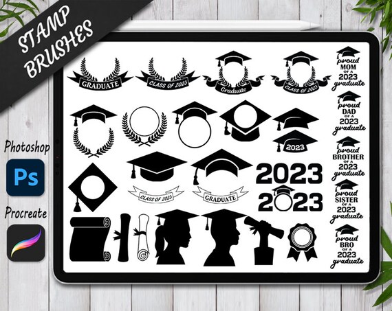 2023 Graduation Stamps Brushes for Procreate and Photoshop. Proud ...