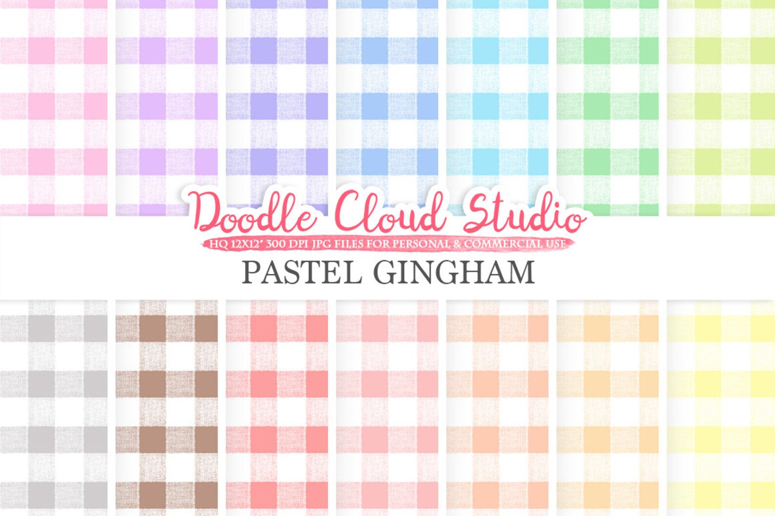 Pastel Gingham Digital Paper Realistic Tablecloth Picnic - Etsy