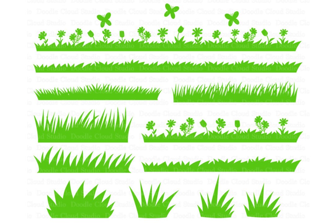 Grass SVG, Grass and Flowers SVG Files for Silhouette Cameo and Cricut ...