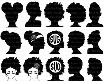 Afro Woman SVG, Afro Lady SVG Files for Silhouette Cameo and Cricut ...