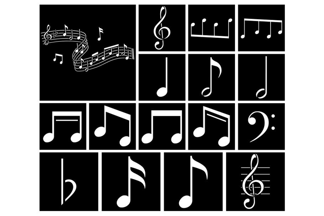 16 Musical Notes Stencil, Music Pentagram Stencil Digital Templates SVG ...