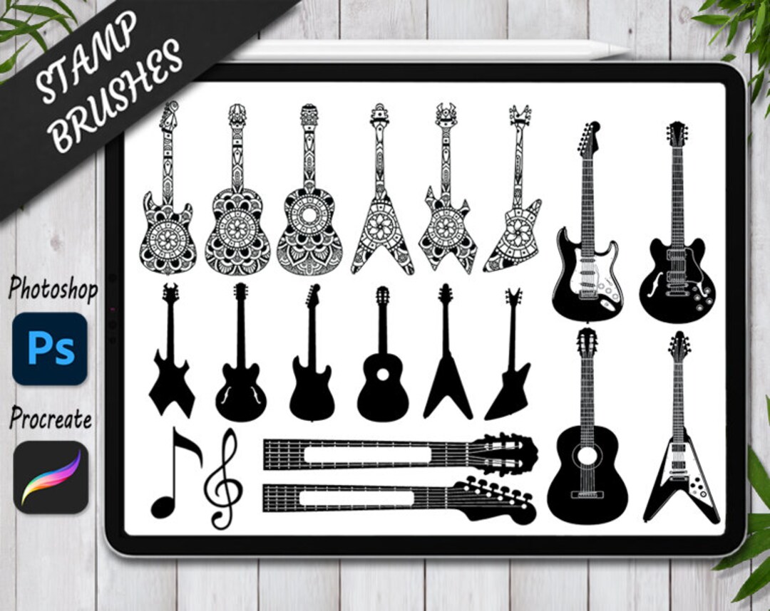 Guitar Stamps Brushes for Procreate and Photoshop. Procreate Stamps and ...