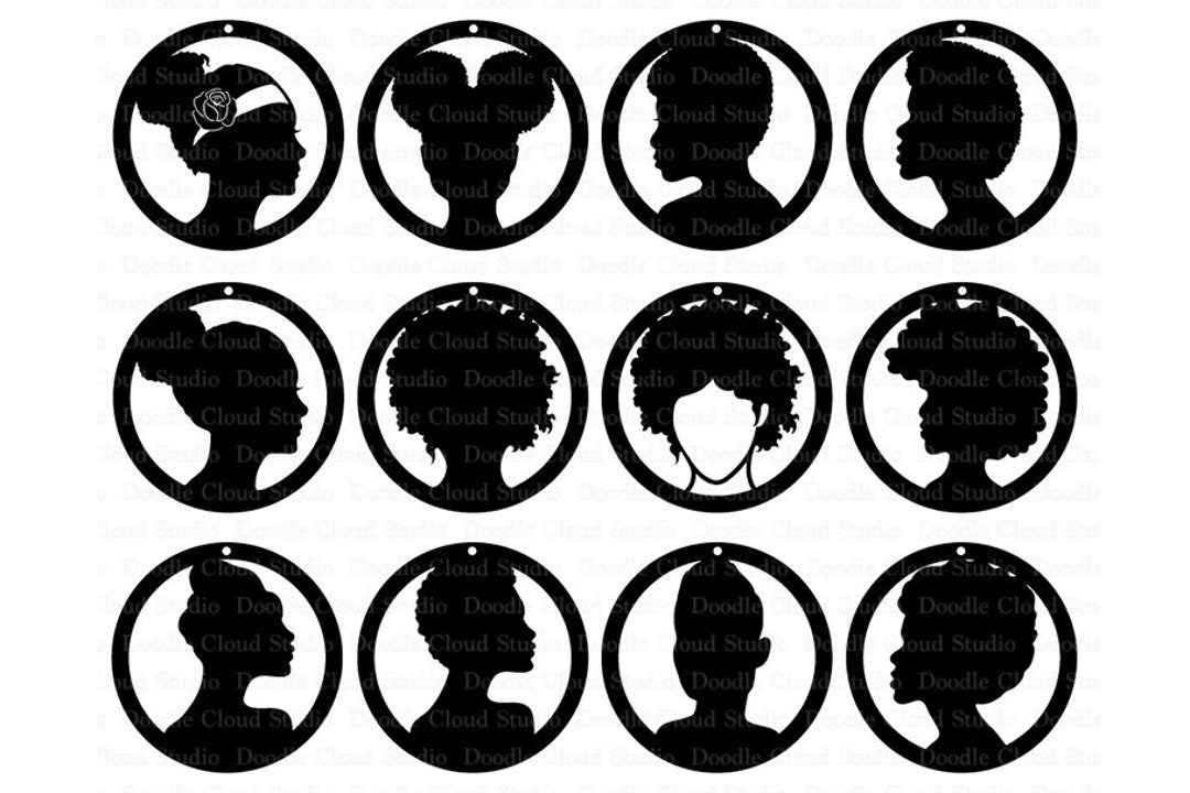 Afro Lady Earrings SVG, Earrings Girl SVG Files for Silhouette Cameo ...