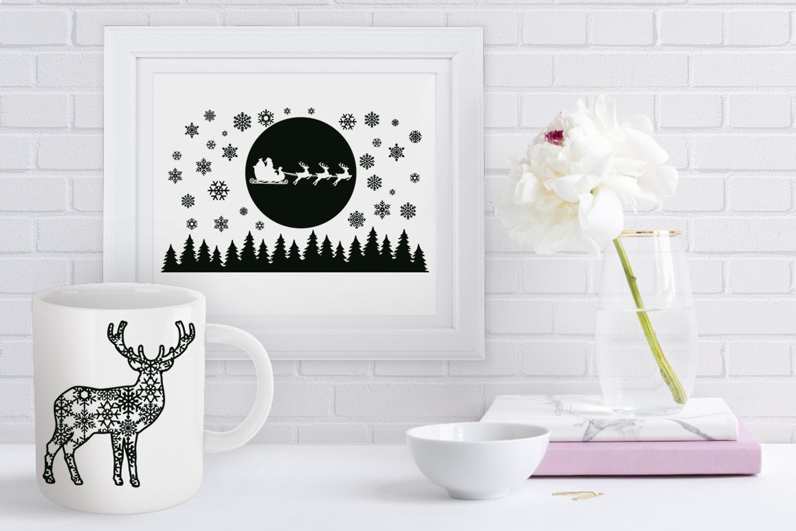 Deer SVG Christmas Scene With Deer Bundle SVG Winter Scene - Etsy