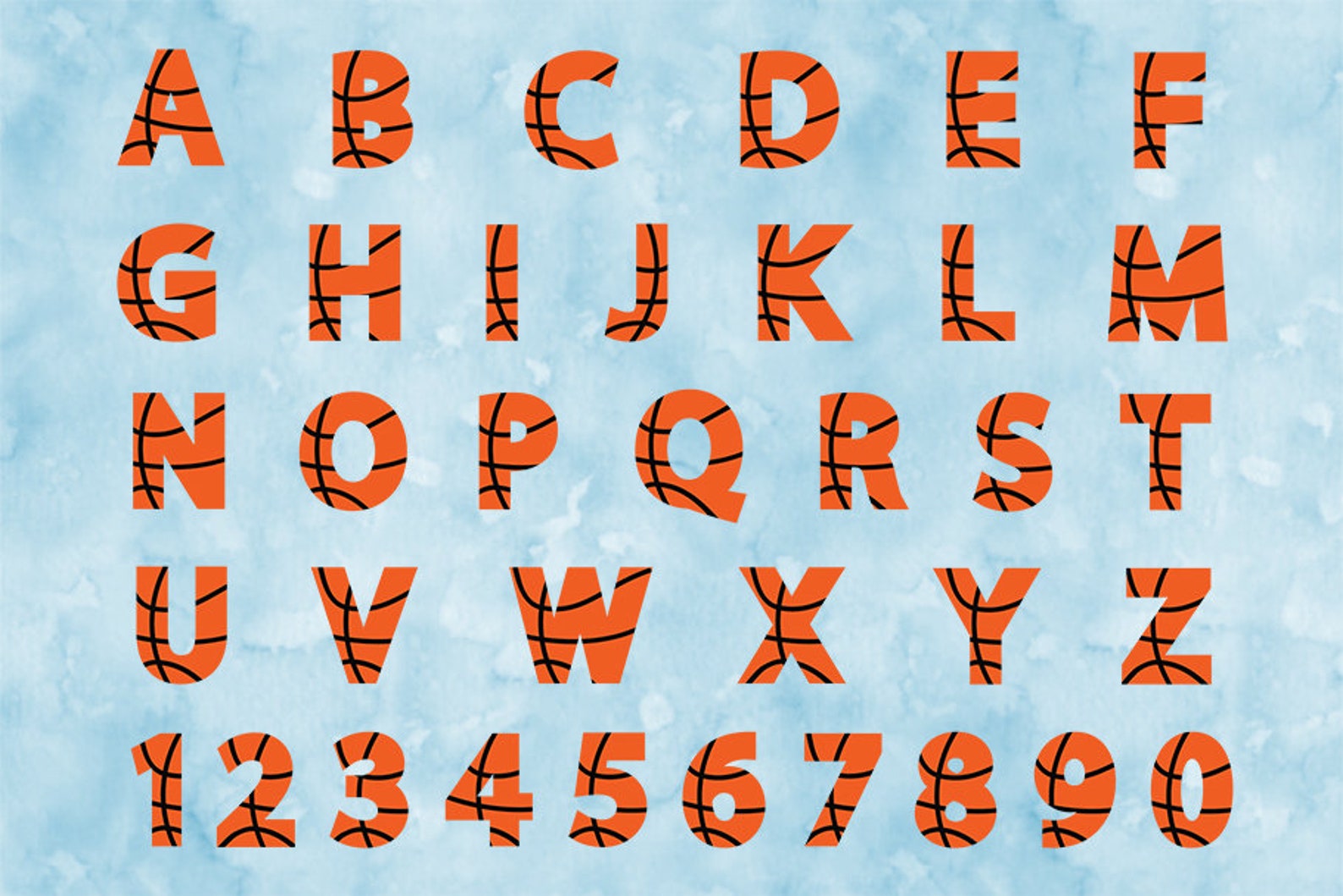 Basketball Alphabet & Numbers SVG Files for Silhouette and Cricut ...