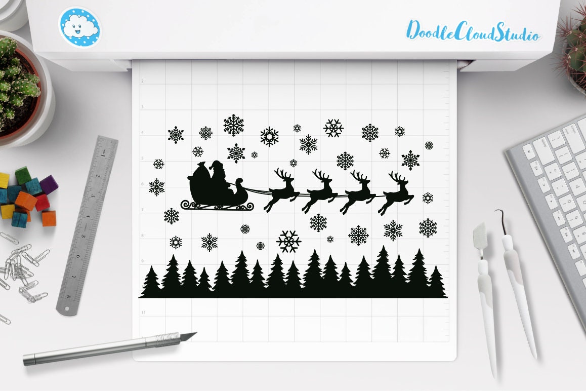 Deer SVG, Christmas Scene With Deer Bundle SVG, Winter Scene With Deer ...