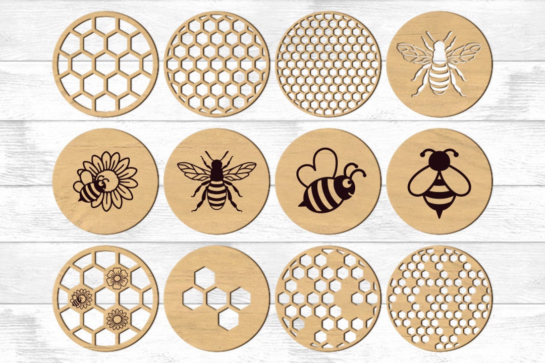 Bee Round Coasters Trivet Templates SVG, Home Decor, Wall Decor Vector ...