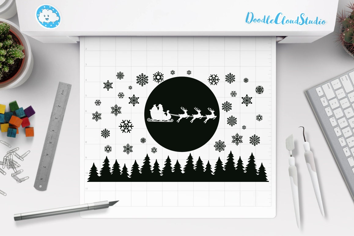 Deer SVG, Winter Scene With Deer Bundle SVG, Christmas Scene With Deer ...