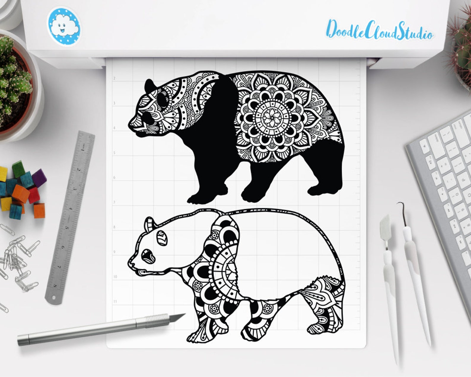 Panda SVG Panda Mandala SVG Files for Silhouette Cameo and - Etsy