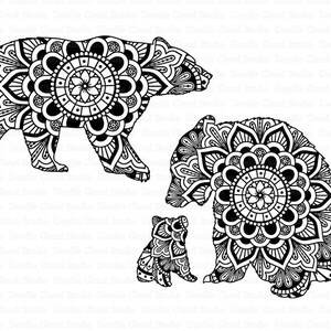 Mama and Baby Bear Mandala, Mandala Bear SVG Files for Silhouette Cameo ...