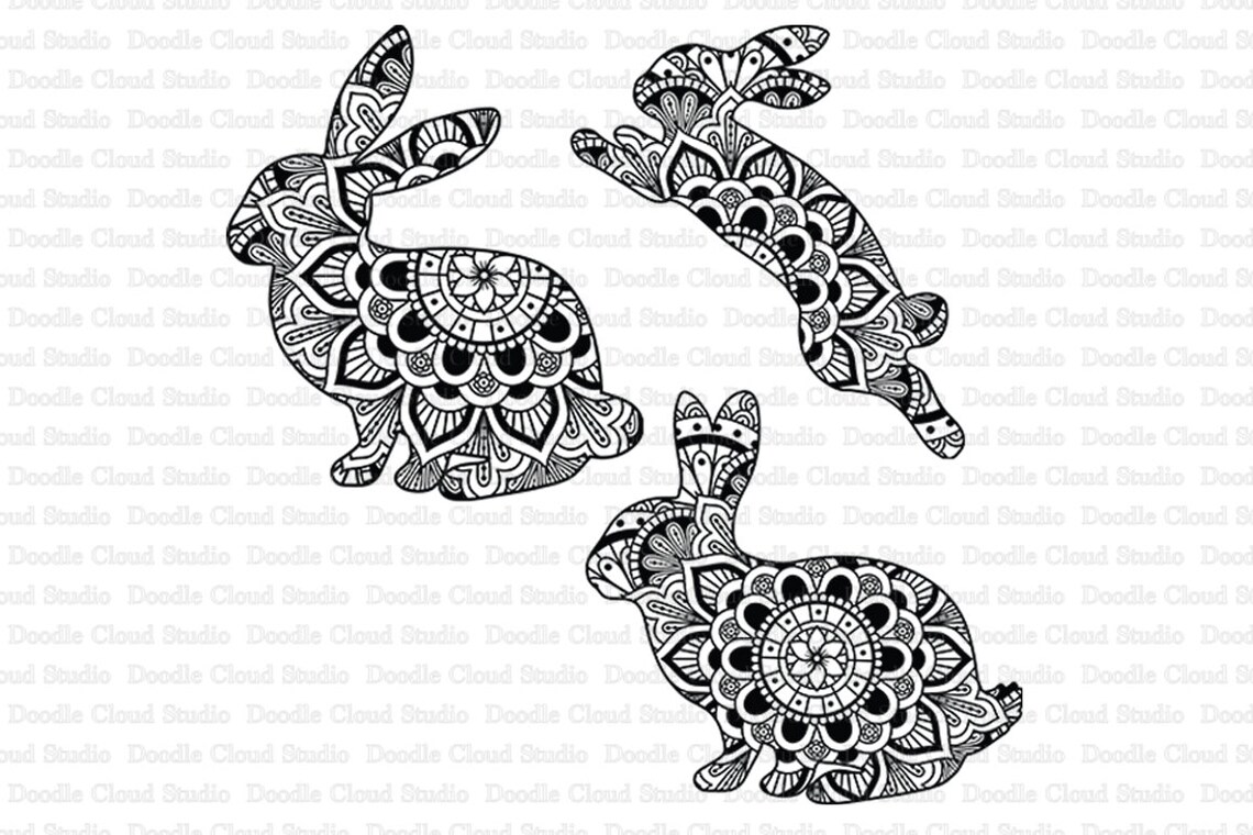 Rabbit SVG Rabbit Mandala SVG Bunny Mandala SVG Files for - Etsy