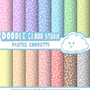Pastel Confetti Digital Paper, Snow Patterns, Digital Confetti, Pastel ...