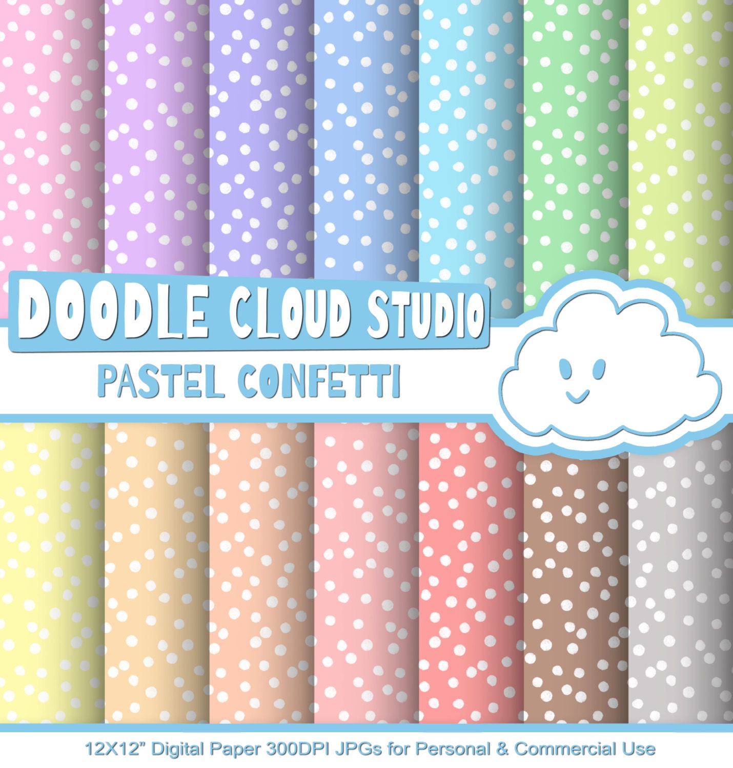 Pastel Confetti Digital Paper Snow Patterns Digital | Etsy