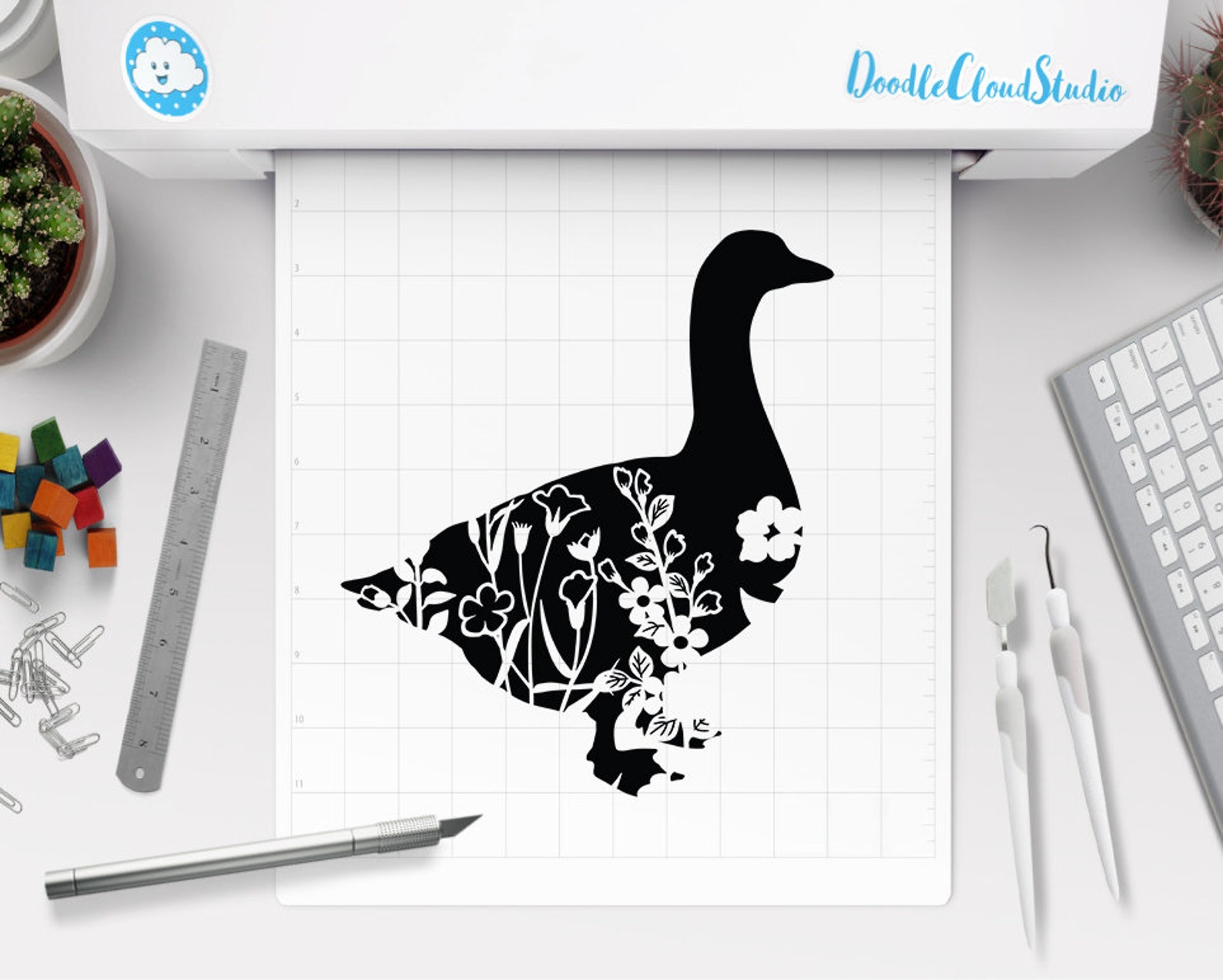 Goose SVG Floral Goose SVG Files for Silhouette Cameo and - Etsy