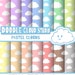 Pastel Cartoon Clouds Digital Paper, Cloud Pattern, Digital Clouds ...