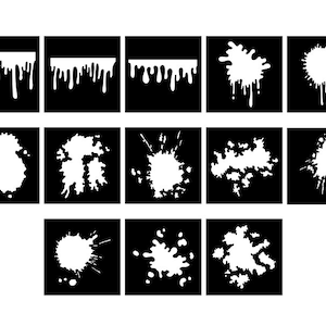 Splatter Stencil, Paint Splatter Bundle, Dripping Paint Digital Stencil ...
