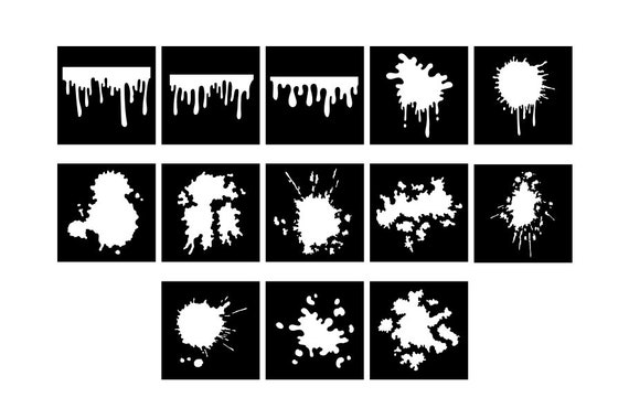 Splatter Stencil, Paint Splatter Bundle, Dripping Paint Digital Stencil ...