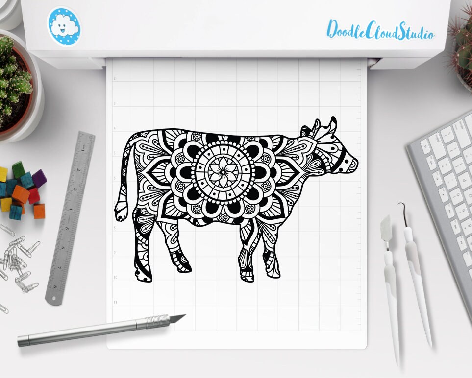 Cow Mandala SVG Vaca SVG Cow Mandala SVG Archivos para - Etsy México