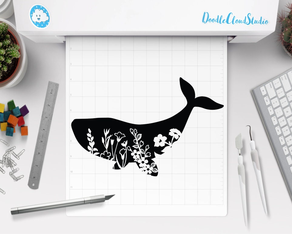 Ballena SVG Floral Whale SVG Archivos para Silhouette Cameo y - Etsy España