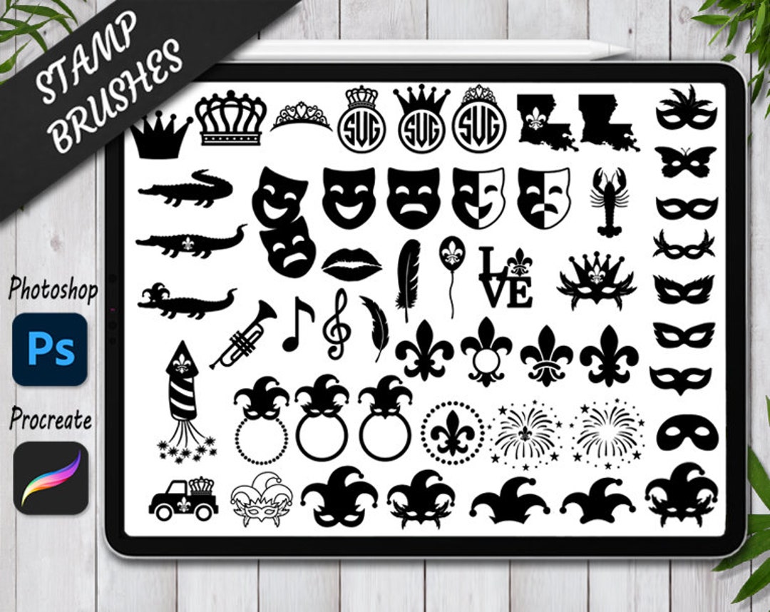 Mardi Gras Brushes Stamp for Procreate and Photoshop. Procreate ...