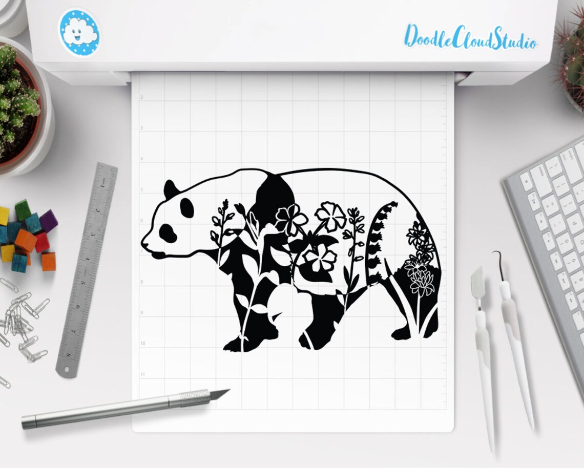 Panda SVG, Floral Panda SVG Files for Silhouette Cameo and Cricut ...