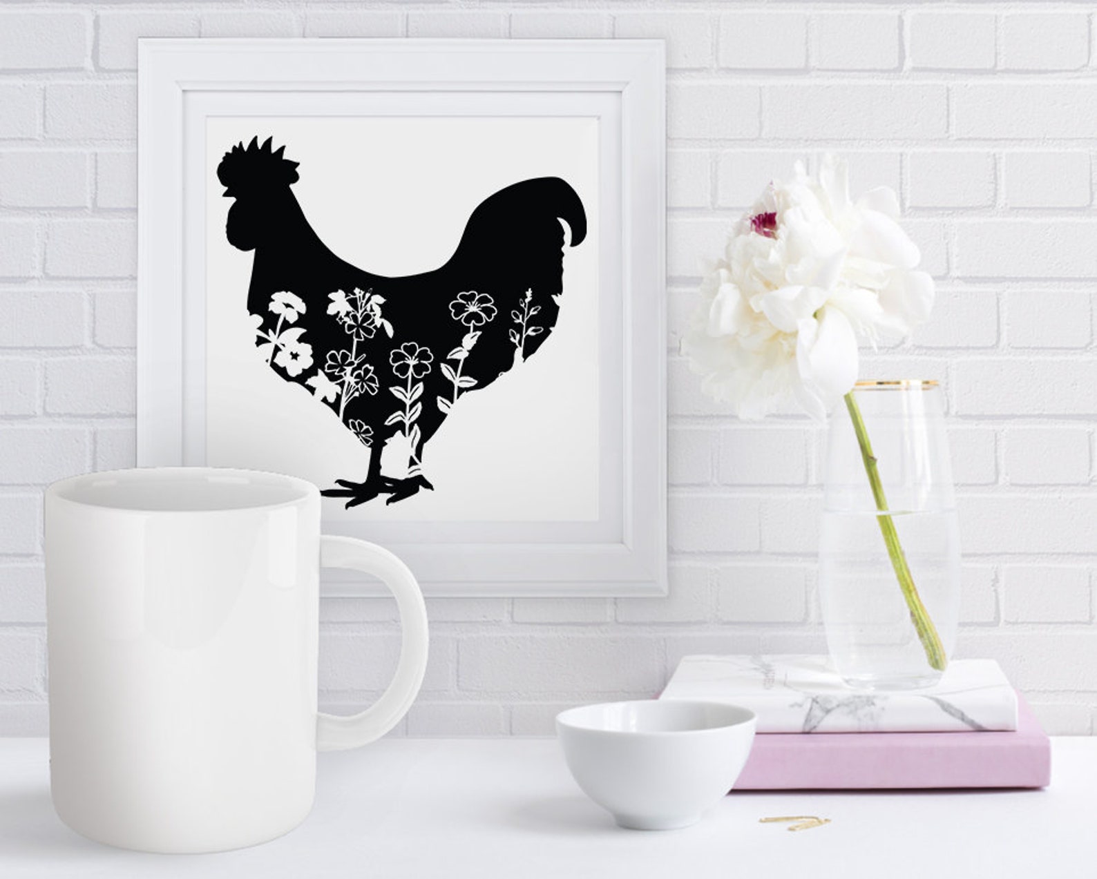 Floral Chicken SVG, Floral Rooster Svg, Floral Hen Svg, Chicken SVG ...