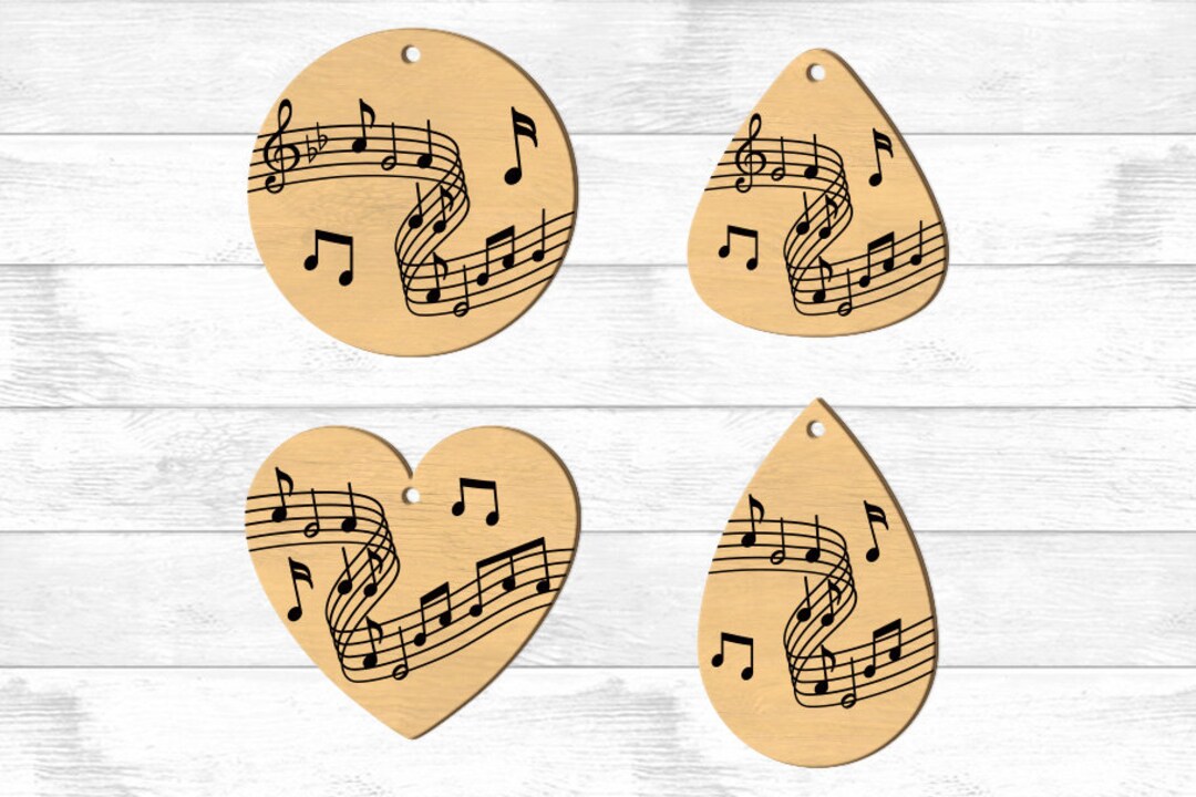 Music Earrings SVG, Earring SVG File for Laser Cutter and Glowforge ...
