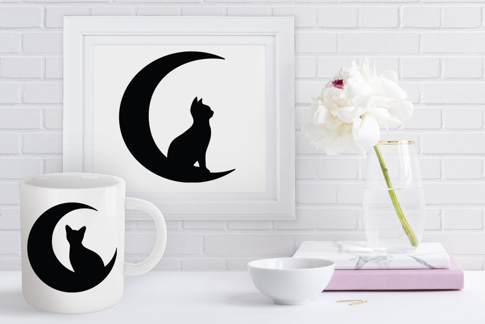 Moon Bundle SVG Cat and Moon Fairy Moon Svg Half Moon Full | Etsy