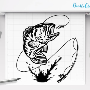 Fishing SVG, Bass Fishing SVG, Fish Trout Striped Bass Cut Files ...