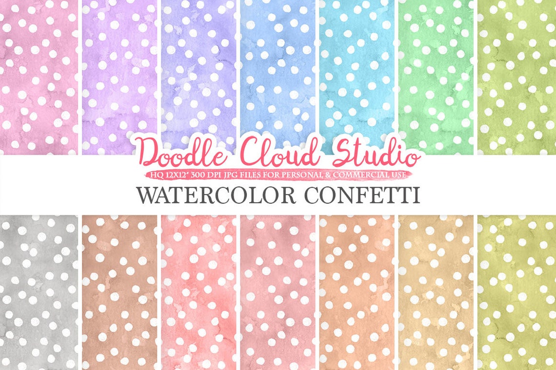 Watercolor Confetti Digital Paper Confetti Patterns Pastel - Etsy