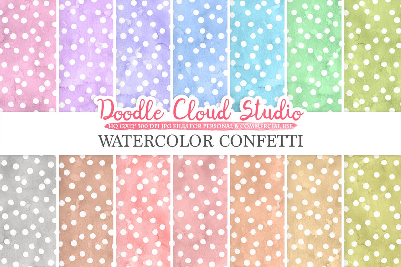 Watercolor Confetti Digital Paper Confetti Patterns Pastel - Etsy