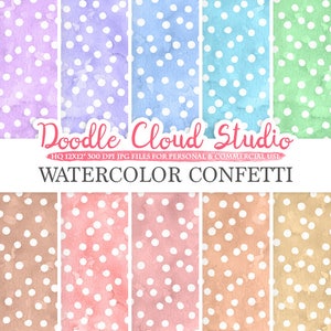 Watercolor Confetti Digital Paper, Confetti Patterns, Pastel Watercolor ...