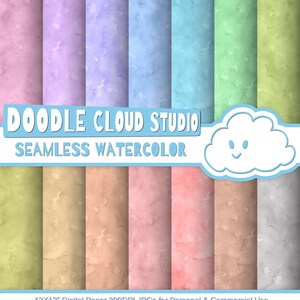 Seamless Watercolor Digital Paper Pack, Seamless Backgrounds, Pastel ...